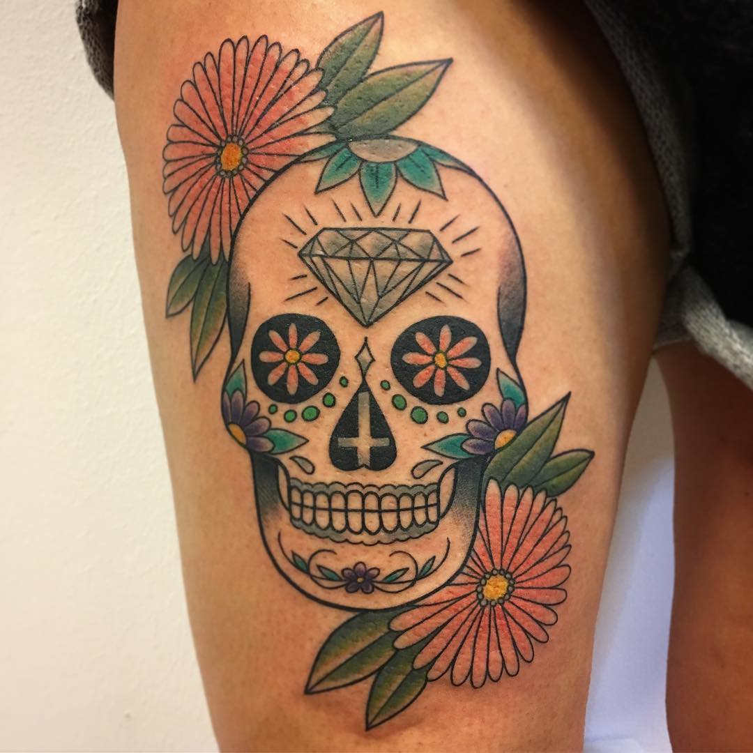 125 Best Sugar Skull Tattoo Designs Meaning 2019 