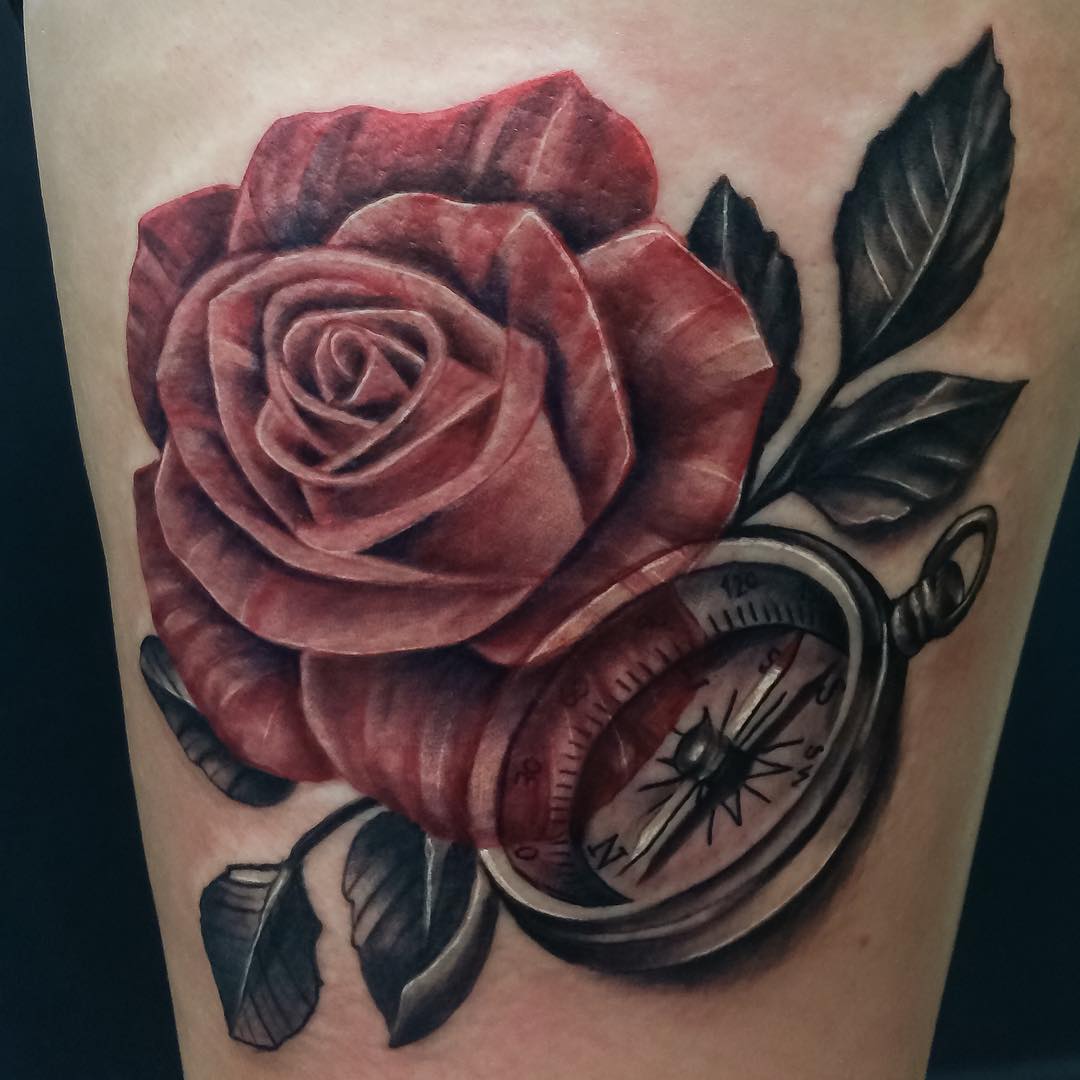 75 Rose and Compass Tattoo Designs & Meanings - Choose Yours(2019)