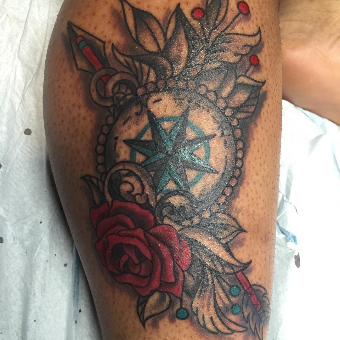 75 Rose and Compass Tattoo Designs & Meanings - Choose Yours(2019)