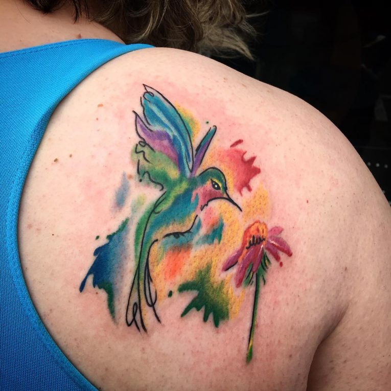 Splatter Hummingbird Tattoos